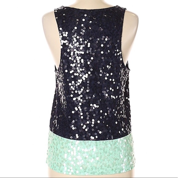 J. Crew | Tops | J Crew Colorblock Sequin Tank Navy Sea Mist Small ...